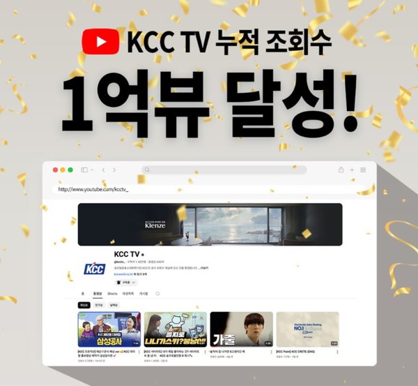 KCC, 유튜브 채널 ‘KCC TV’ 누적 조회수 1억뷰 돌파